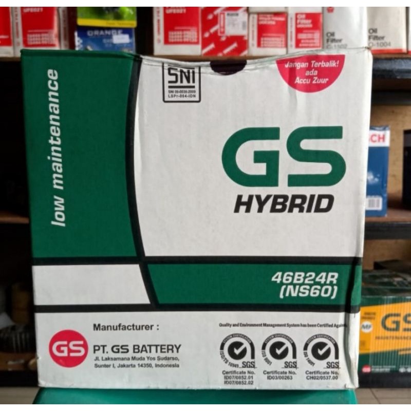 Jual AKI BATERAI BASAH GS ASTRA HYBRID NS60/46B24R 12V 45AH/NS 60 MOBIL AVANZA XENIA TERIOS RUSH ...