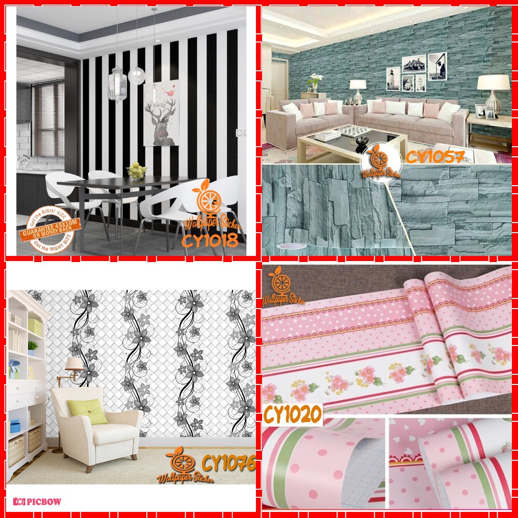 Jual Wallpaper Stiker Dinding Sudah Ada LEM Tinggal Tempel 45cmX8m ...
