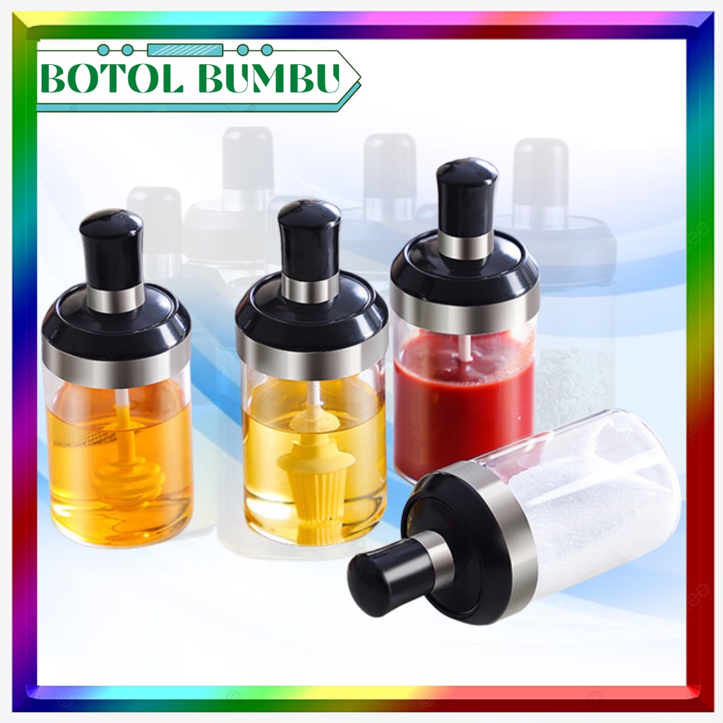 Jual Botol Bumbu Kaca Wadah Tempat Garam Minyak Gula Plus Sendok ...