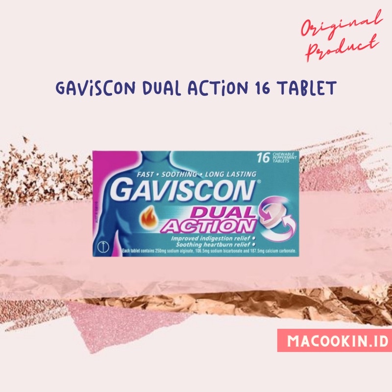Jual Gaviscon Dual Action 16 Tablet ORIGINAL Obat Maag | Shopee Indonesia