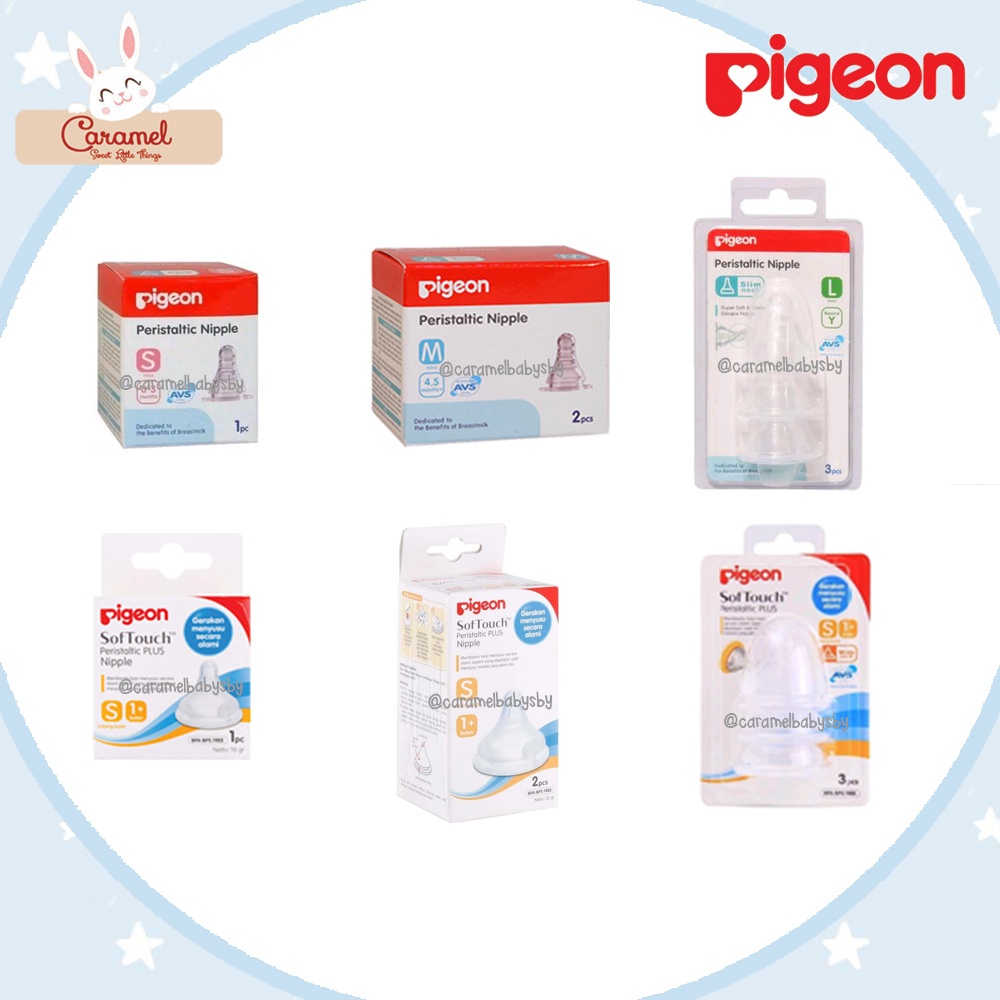 Jual PIGEON Dot Botol Susu Bayi Slim Neck & Wide Neck - Refill Nipple ...