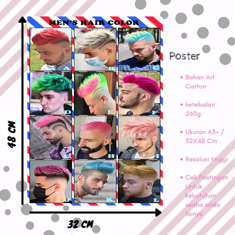 Jual Poster pangkas rambut / Model warna rambut pria / model potong ...