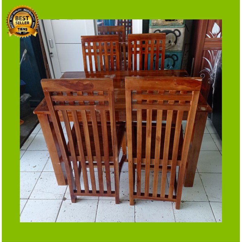 Jual meja makan kayu jati 4 kursi | Shopee Indonesia