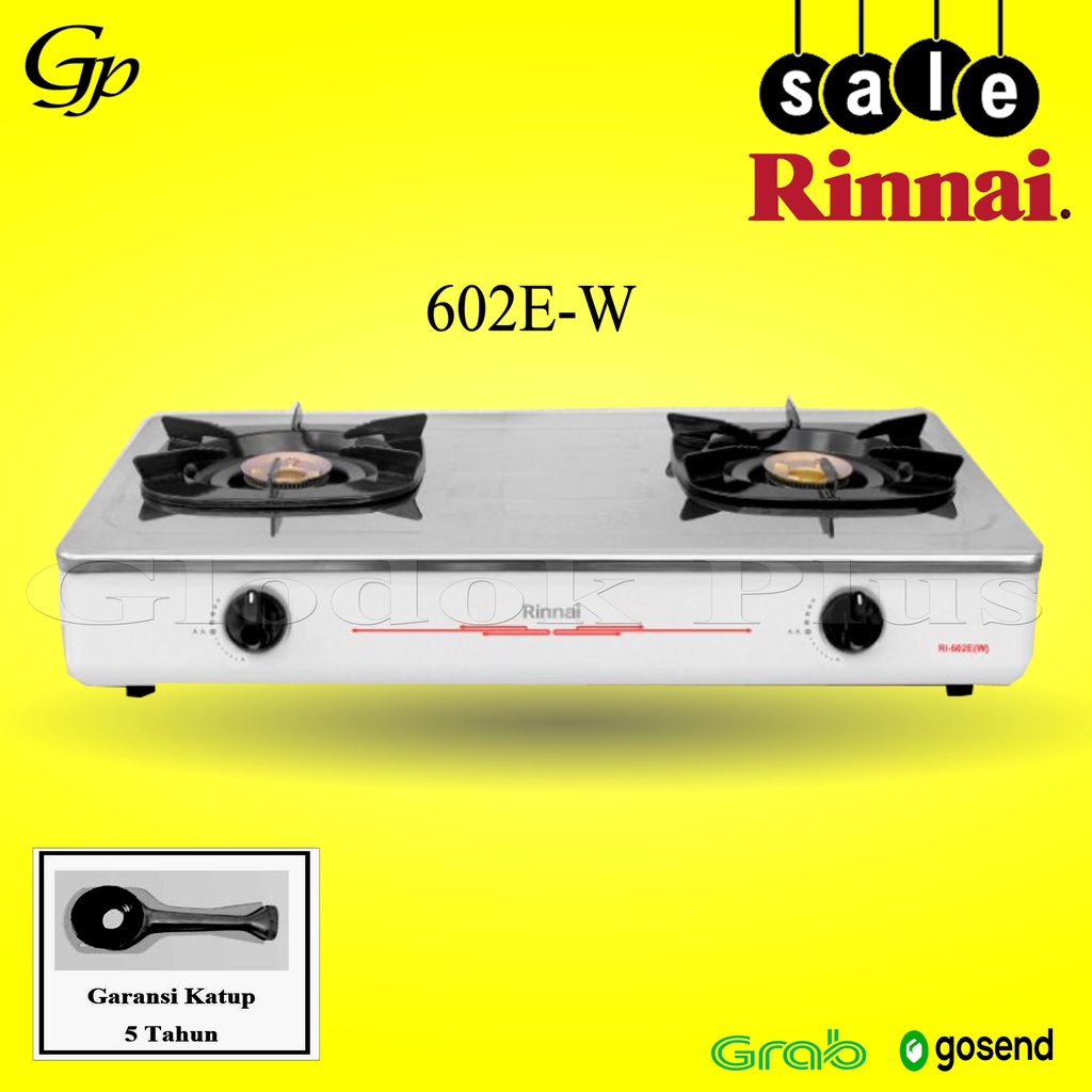 Jual Rinnai RI-602E W Kompor Gas 2 Tungku RI602EW Api Ekonomis 602EW 602 e ew rinai white putih ...