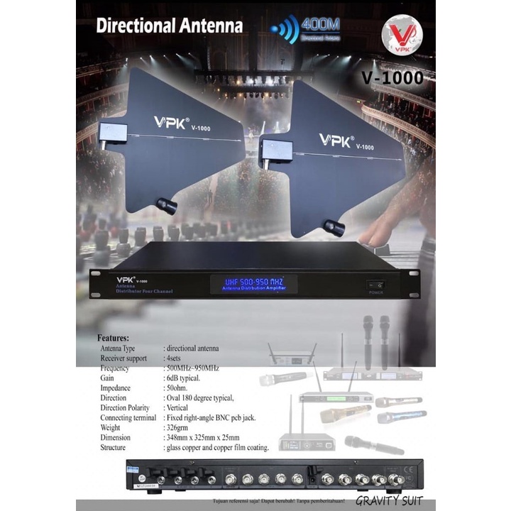 Jual VPK V1000 V 1000 Penguat Sinyal Microphone Wireless Antena ...