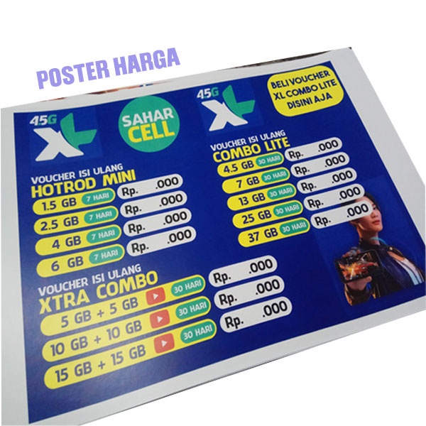 Jual Stiker Poster Daftar Harga Xl | Shopee Indonesia