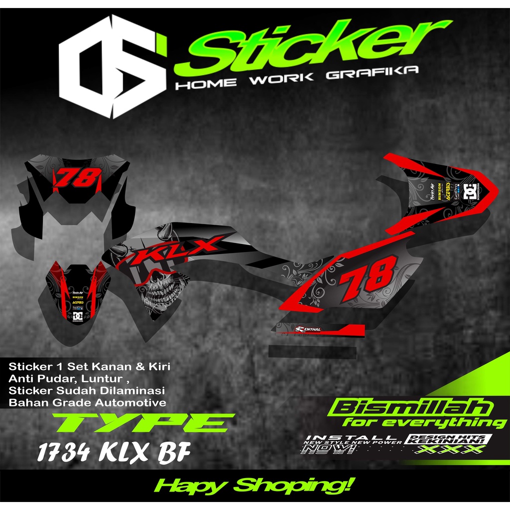Jual 1734 Sticker Striping Motor KLX BF/G/SE List Variasi Motif Batik ...