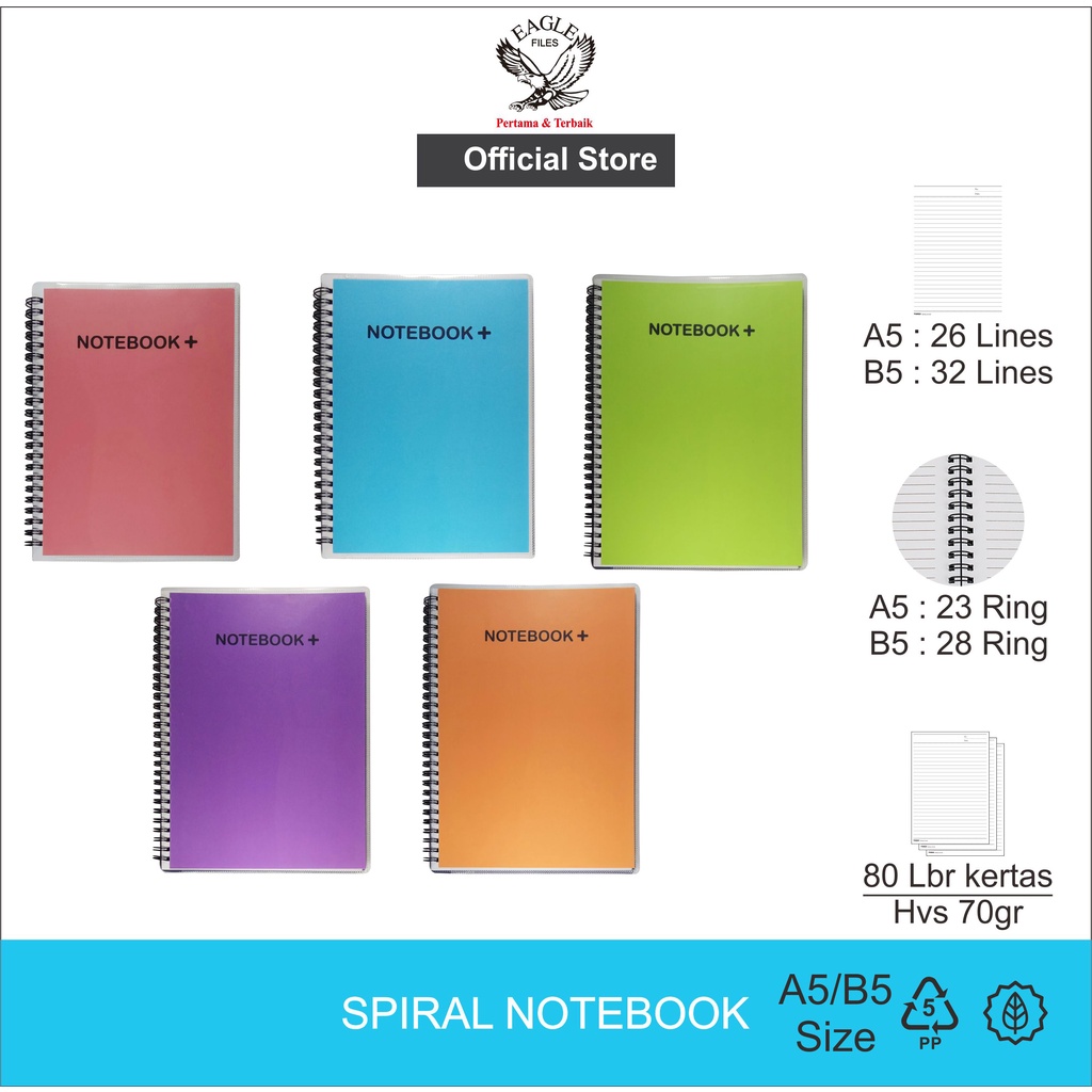 Jual Notebook Spiral EAGLE A5/B5 Buku Tulis Buku Catatan Diary Motif ...