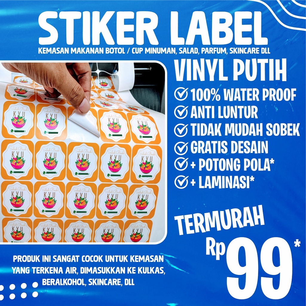 Jual stiker label waterproof anti air custom kemasan makanan toples kue ...