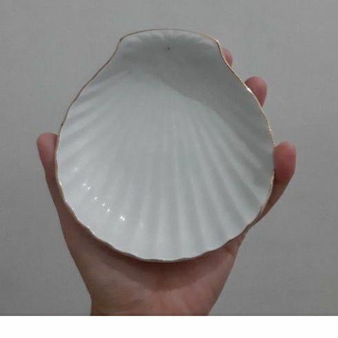 Jual Piring / Lepek / Coaster Keramik Bentuk Kerang Lis Emas Sango ...