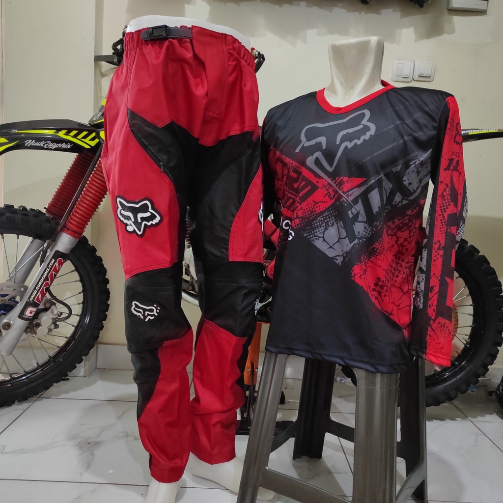 Jual jersy cross trail baju offroad printing satu set jersey + celana ...