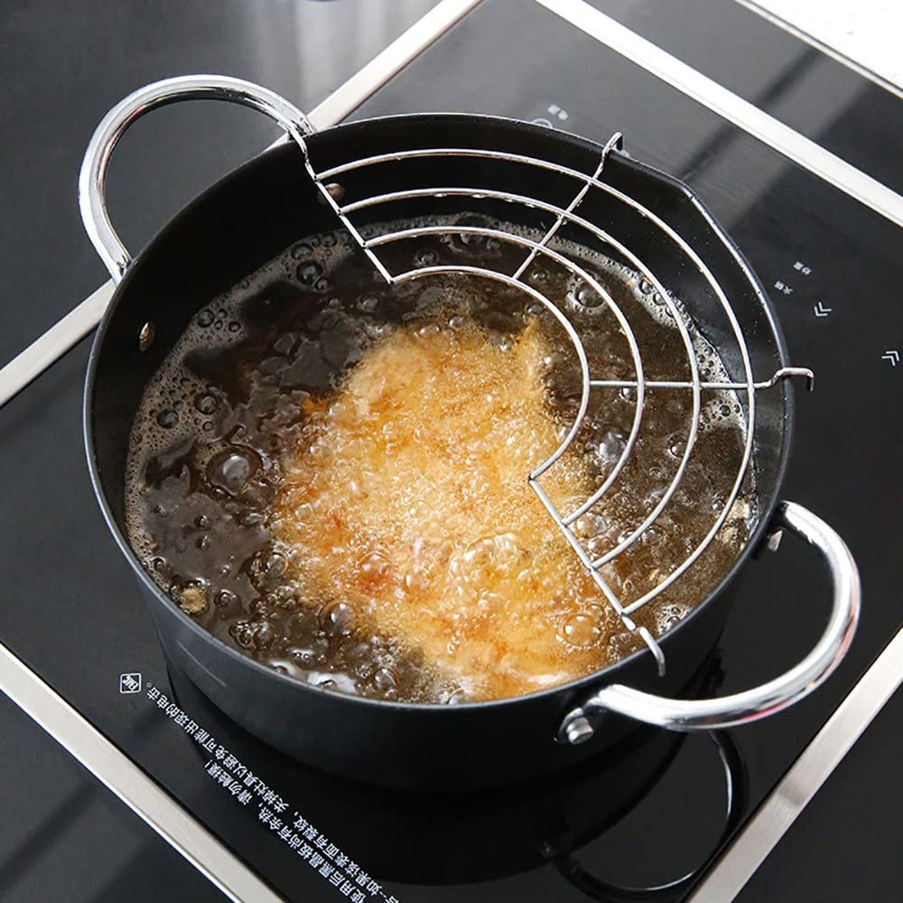 Jual Tempura Fryer Pot, Mini Deep Fry Pan with Drainer Mini Deep frying ...