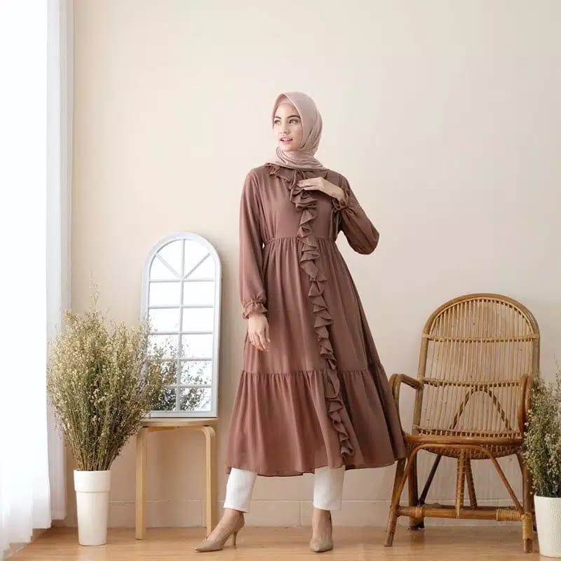 Jual TUNIK ALESYA REMPEL | TUNIK REMAJA MODERN TERBARU KANCING BELAKANG ...