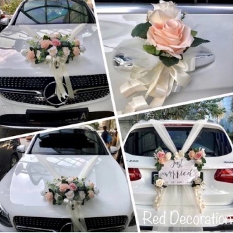 Jual Dekorasi mobil pengantin pernikahan bunga + kain tille karangan ...
