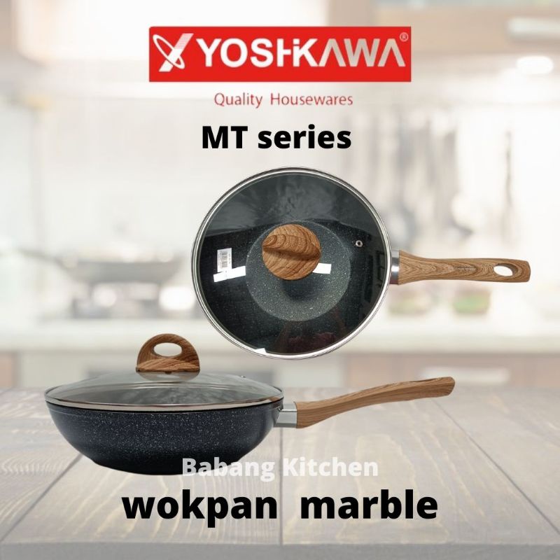Jual WAJAN DALAM INDUKSI +TUTUP KACA /WOK PAN MARBLE YOSHIKAWA 20/24/26/28/30 cm | Shopee Indonesia