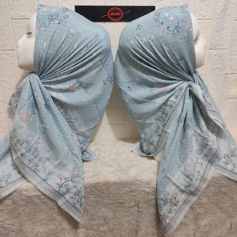 Jual HIJAB SEGI EMPAT VOAL MOTIF BUNGA BIRU SOFT KERUDUNG JILBAB MURAH ...
