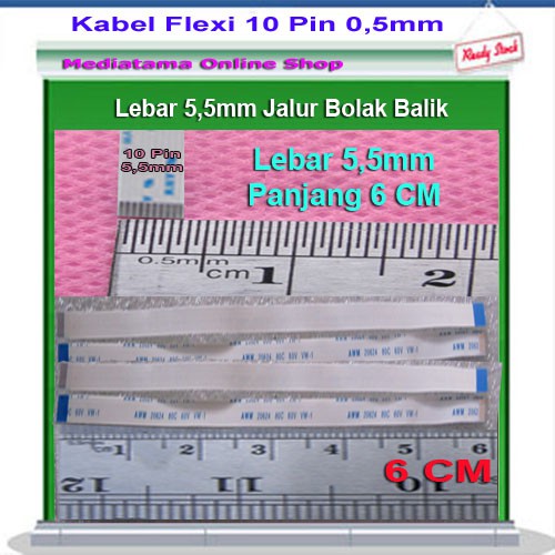 Jual Kabel Flexible FFC FPC 10 Pin 0.5mm (Untuk Lebar Kabel 5.5mm ...