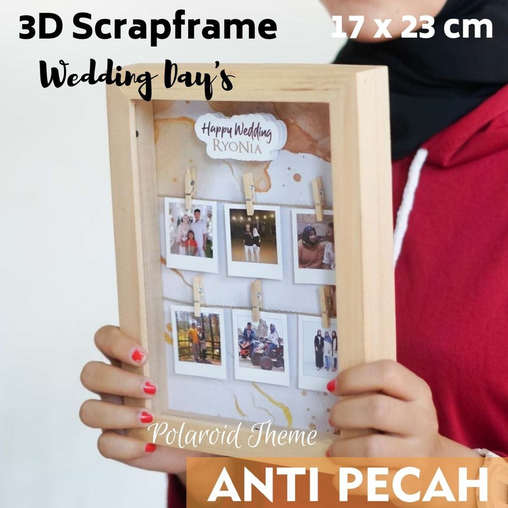 Jual Kado Wedding 3D Scrapframe Bingkai Kayu ANTI PECAH Polaroid ...
