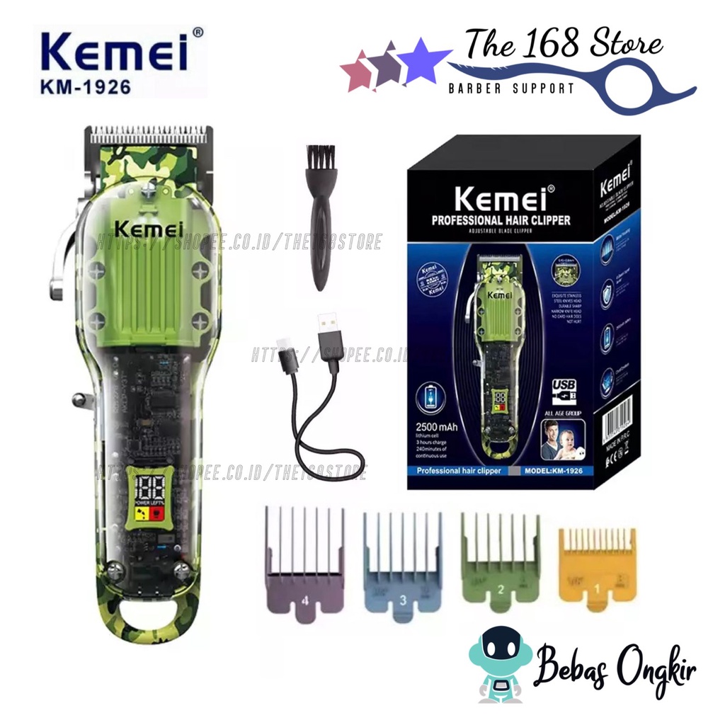 Jual Kemei KM 1926 Alat Cukur Rambut Hair Clipper Electric Professional Power Turbo Transparan ...