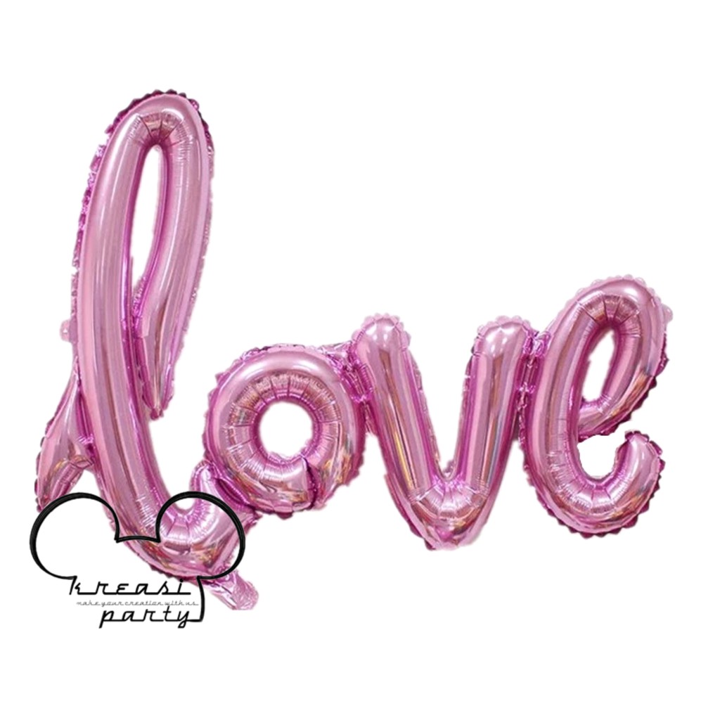 Jual Balon Love Latin Pink / Balon Foil Love Sambung / Balon Love ...