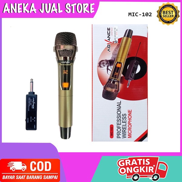 Jual Mic Wireless Single Advance 102 Microphone Advance 102/Mic Tanpa ...