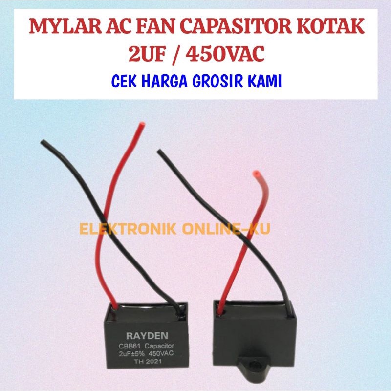Jual CAPASITOR FAN 2UF KAPASITOR KOTAK 2UF AC KIPAS 400VAC 450VAC ...