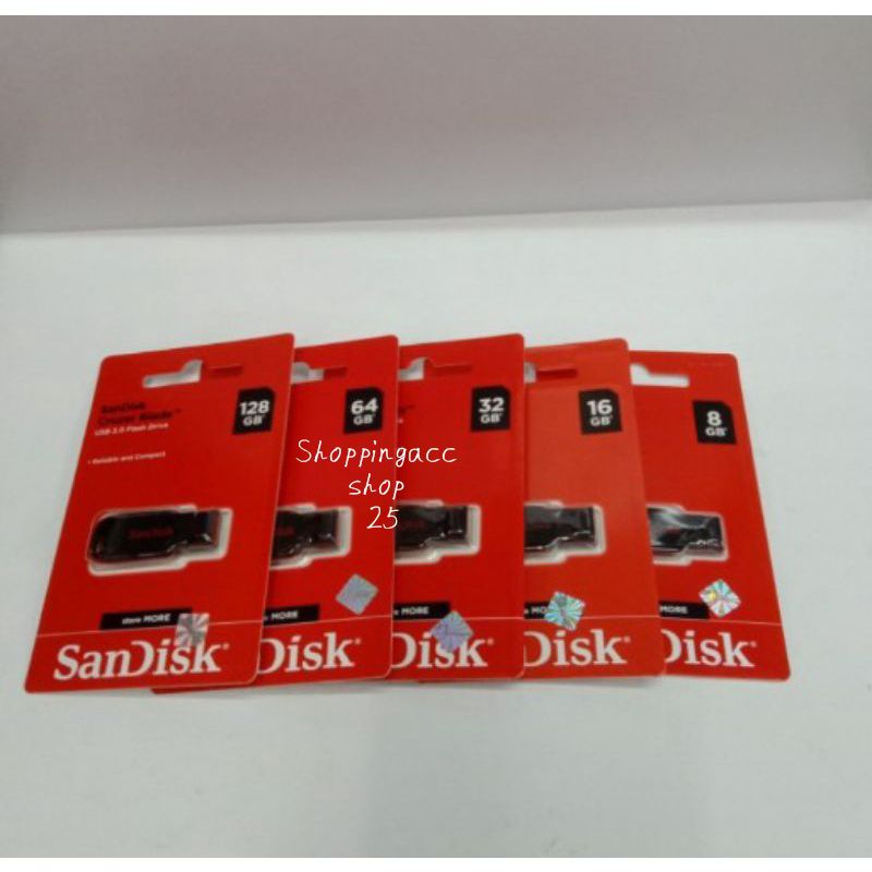 Jual FLASH DISK SANDISK 8GB//16GB//32GB//64GB//128GB.CRUZER BLADE CZ50 USB FLASHDISK SANDIKS ...