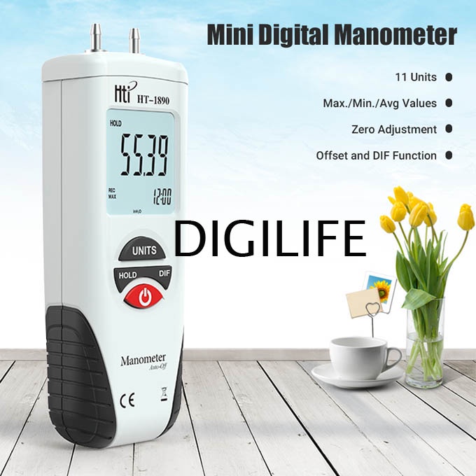 Jual Manometer HT1890 Digital Differential Gauge Air Pressure HT-1890 ...