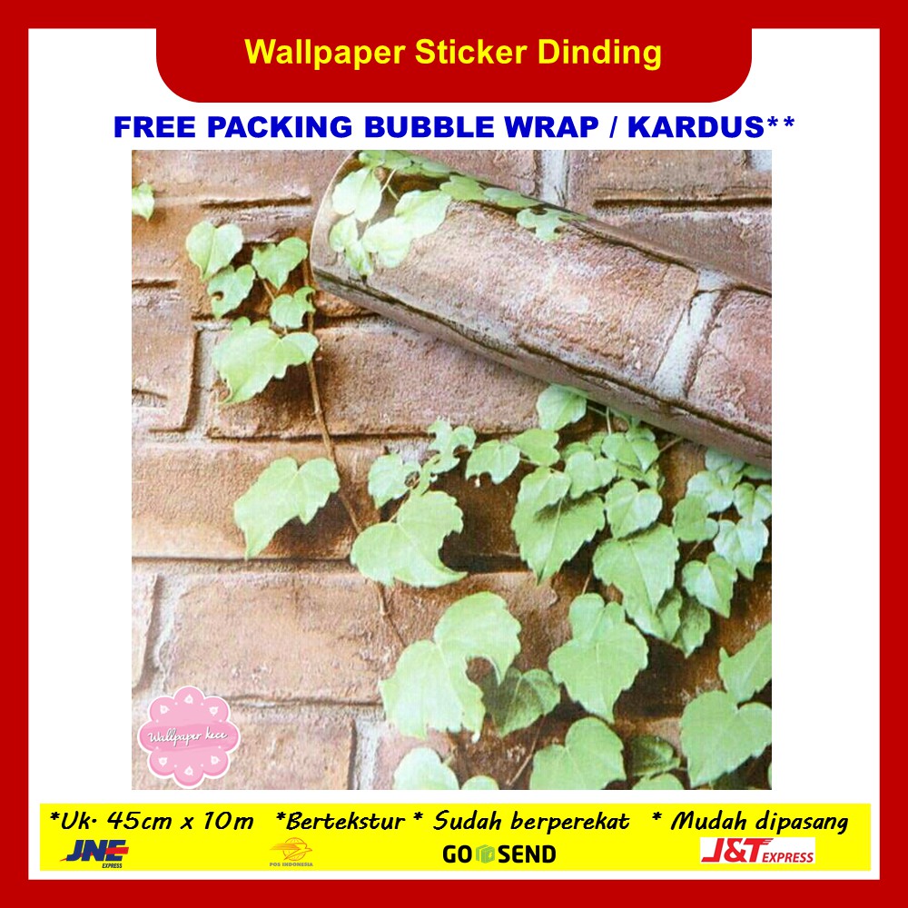 Jual Wallpaper Dinding Sticker Ukuran Batu Bata Coklat Daun Rambat ...
