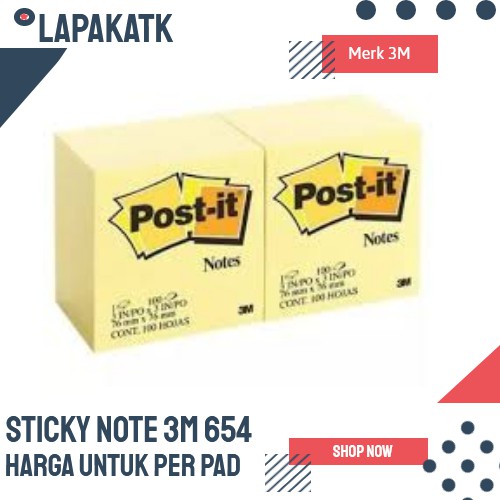 Jual 3M Sticky Note 654 3M (1PAD) ++++ | Shopee Indonesia