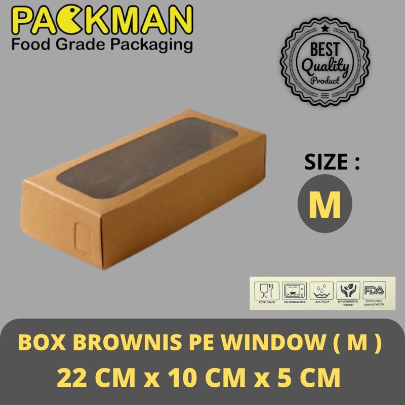 Jual KOTAK DUS KUE BROWNIS M WINDOW / BOX ROTI CAKE KRAFT MEDIUM - 22x10x5 - WINDOW / JENDELA ...