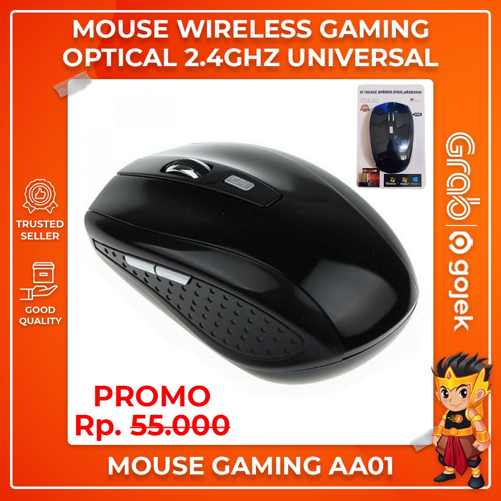 Jual Mouse Wireless Gaming 2.4Ghz AA01 Dongle USB 10 Meter DPI Control ...