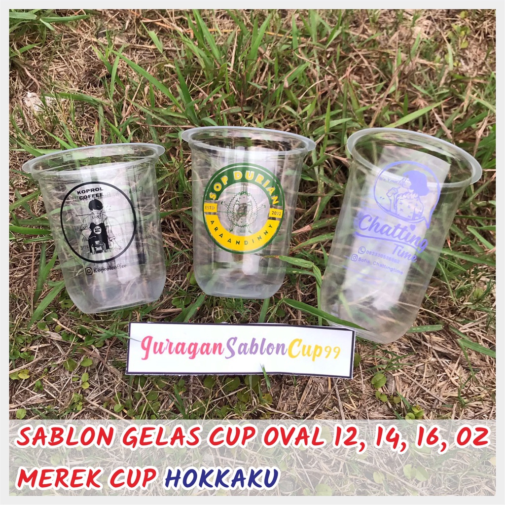 Jual SABLON GELAS CUP OVAL HOKAKU 12 14 16 OZ TERMURAH PROSES CEPAT ...