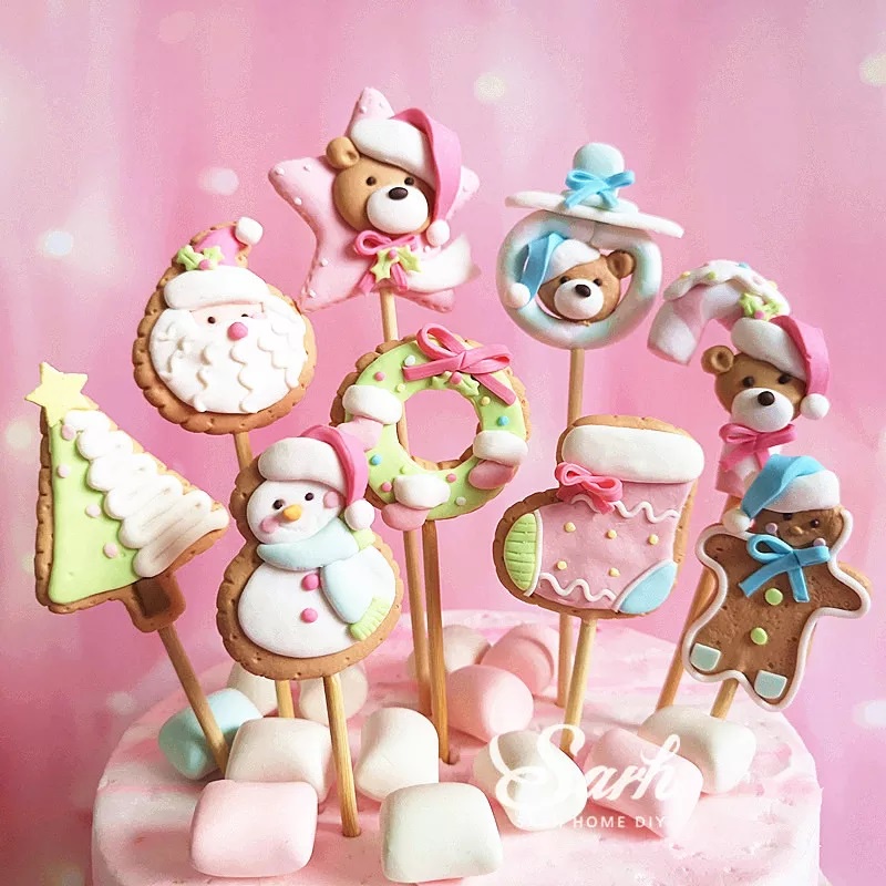 Jual CTTO cake topper bentuk cookies pohon gingerbread dekorasi hiasan ...