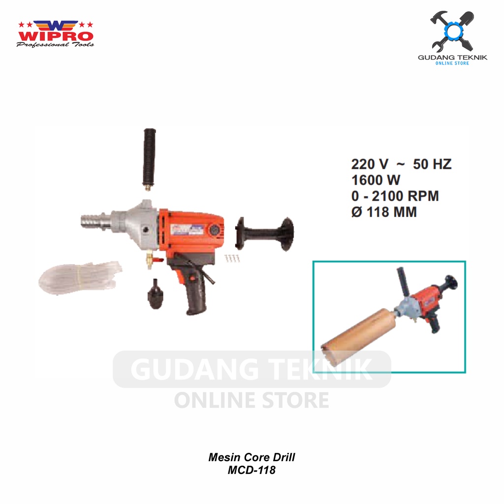 Jual Mesin Core Drill 118 mm WIPRO MCD-118 / Mesin Bor Coring Portable ...