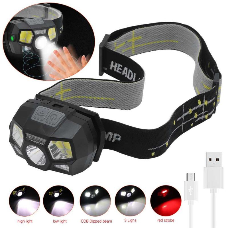 Jual TaffLED Headlamp Rechargeable USB Motion XPE dan COB 10000 Lumen ...
