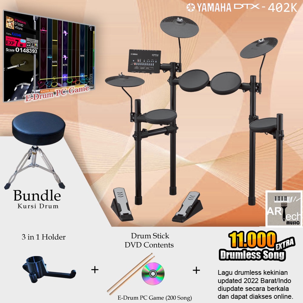 Jual Drum Elektrik Yamaha DTX402 BUNDLE KURSI / DTX402K / DTX 402 ...