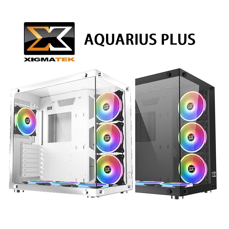Jual Casing XIGMATEK AQUARIUS PLUS BLACK | WHITE - FREE 7 FAN ARGB | Shopee Indonesia