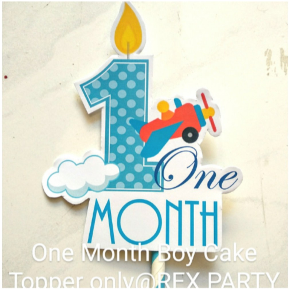 Jual One Month Girl Boy Cake Topper/Topper Kue One Month Boy Girl/One ...
