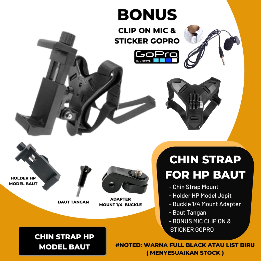 Jual Mounting Helm Hp Gopro / Chin Strap Mount Helmet Di Dagu Untuk ...