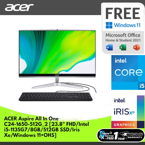 Jual ACER ASPIRE ALL IN ONE C24-1650-512G_2 [23.8" FHD/INTEL I5-1135G7 ...