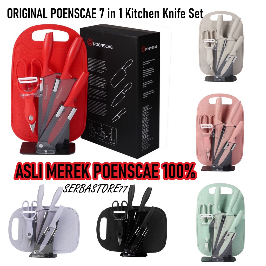 Jual 7 in 1 Kitchen Knife Set / Set Pisau Dapur Talenan Premium PR114 ...