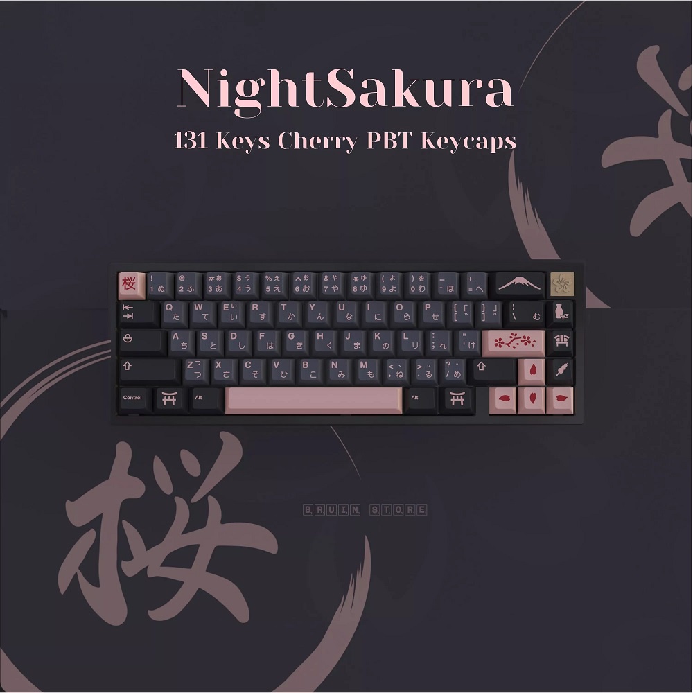 Jual GMK Night sakura 131 Keycaps Cherry PBT Dye Sub Keycap set ...