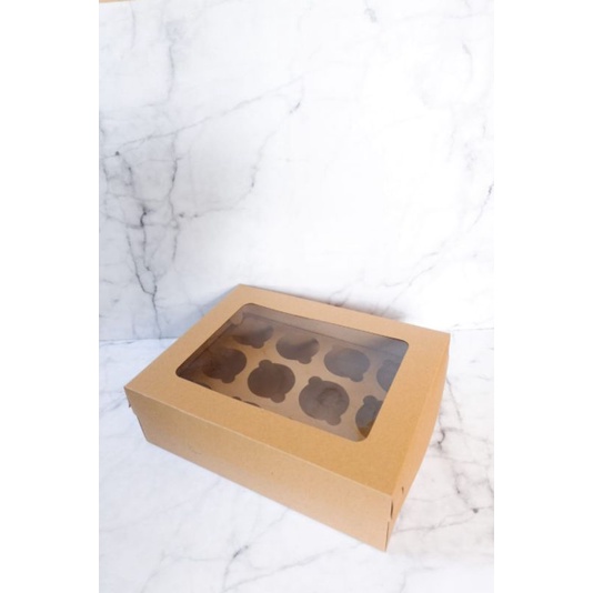Jual Box Kraft Mika Cupcake Isi 12 | Shopee Indonesia