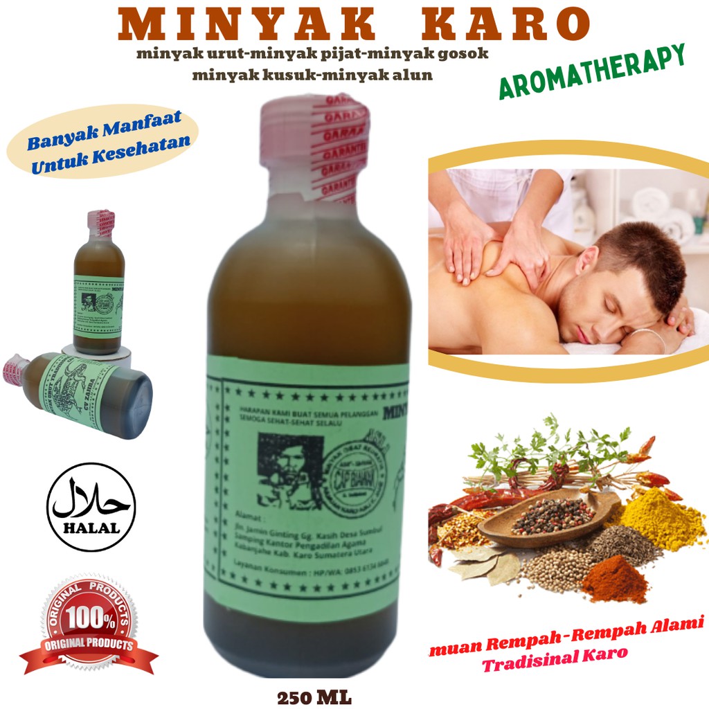 Jual Minyak Karo Original Aroma Terapi Untuk Urut dan Pijat Obat Herbal Tradisonal Karo Cap ...