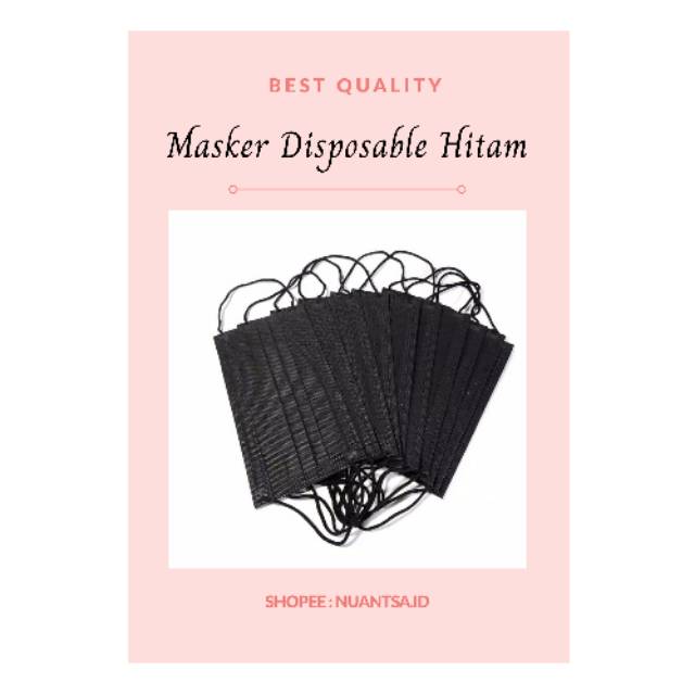 Jual Masker Earloop & Hijab 1Box isi 50 Disposable hitam 3ply sekali ...