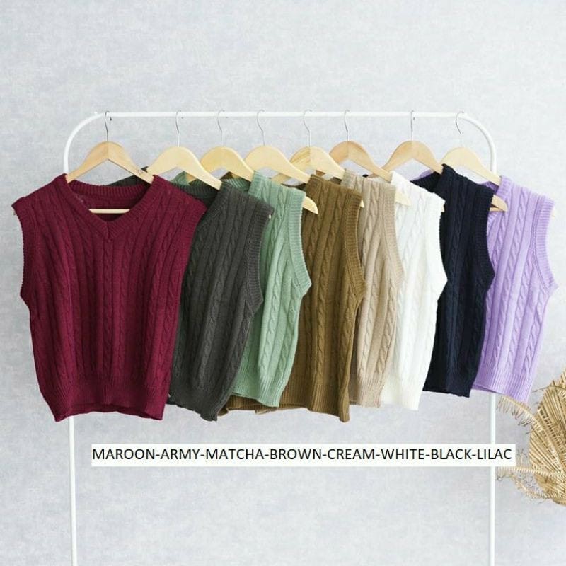 Jual Rompi Rajut Motif Vest Knit Sweater Warna Wanita | Shopee Indonesia