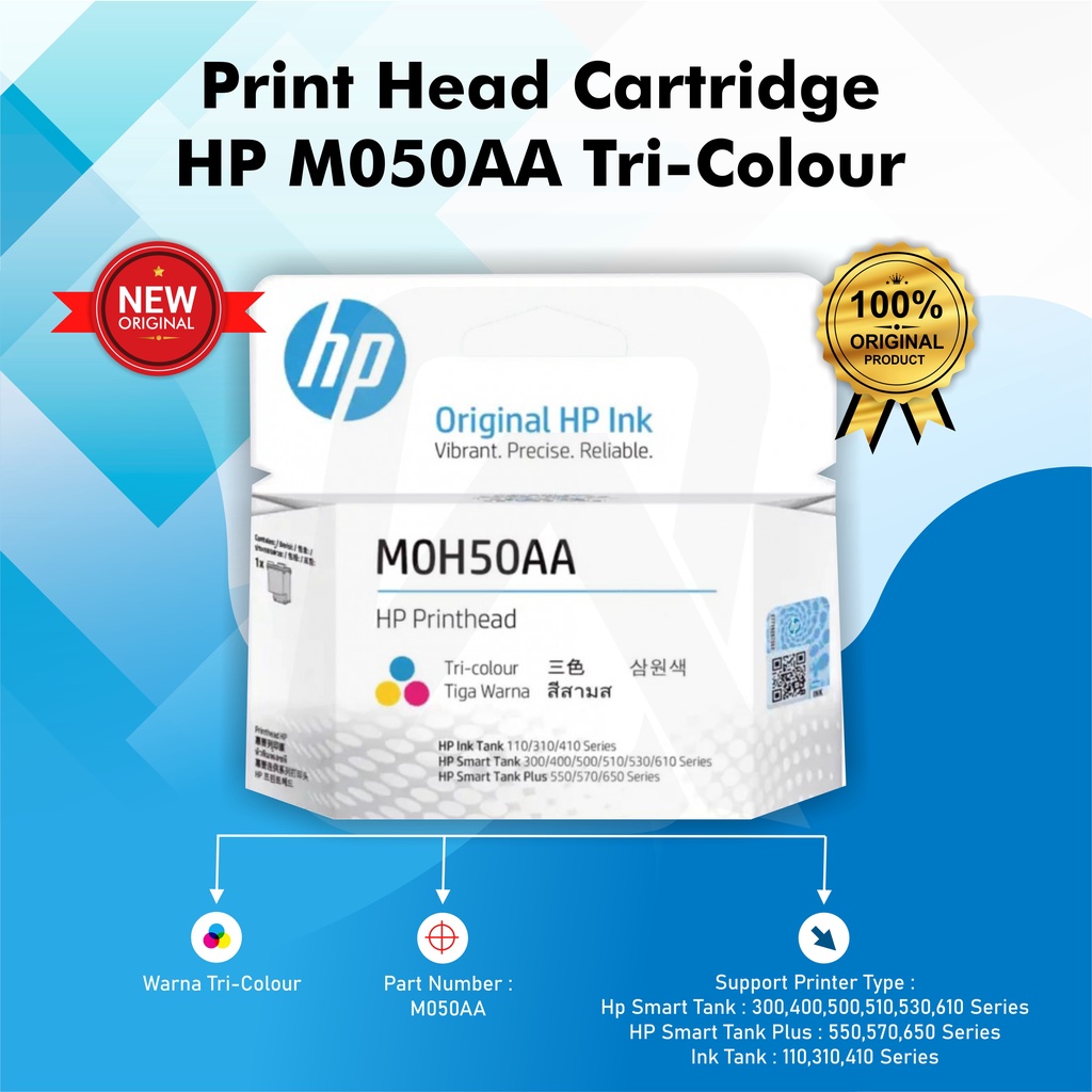 Jual HP Print Head Printhead M0H50AA Tri-Colur HP Deskjet GT 5810 5820 ...