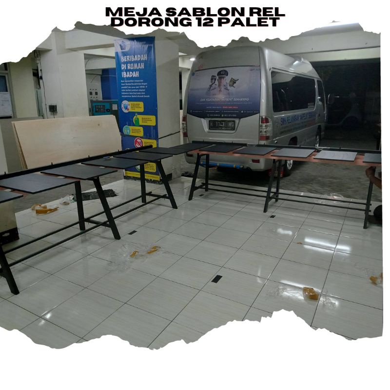 Jual Meja Sablon Rel dorong 12 palet ( Rangkaian 6+6 panjang ) | Shopee ...