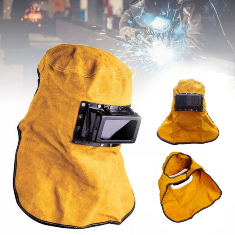 Jual Leather Welding Mask Hood Portable Kerpus Kedok Topeng Helm Las ...